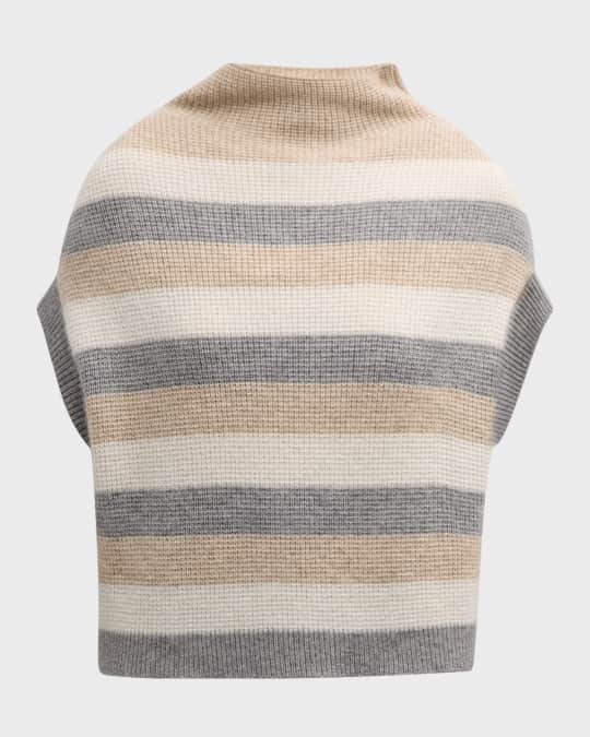 Peserico Striped Funnel-Neck Vest | Neiman Marcus