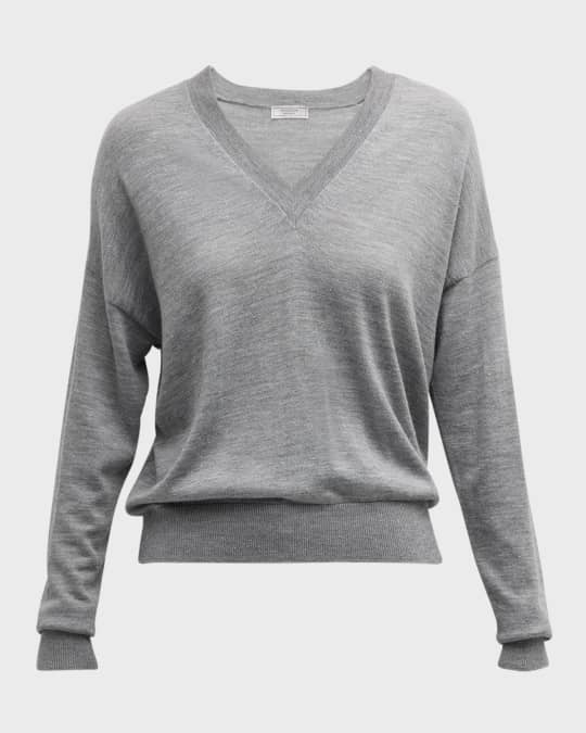 Peserico Chain-Trim V-Neck Sweater | Neiman Marcus
