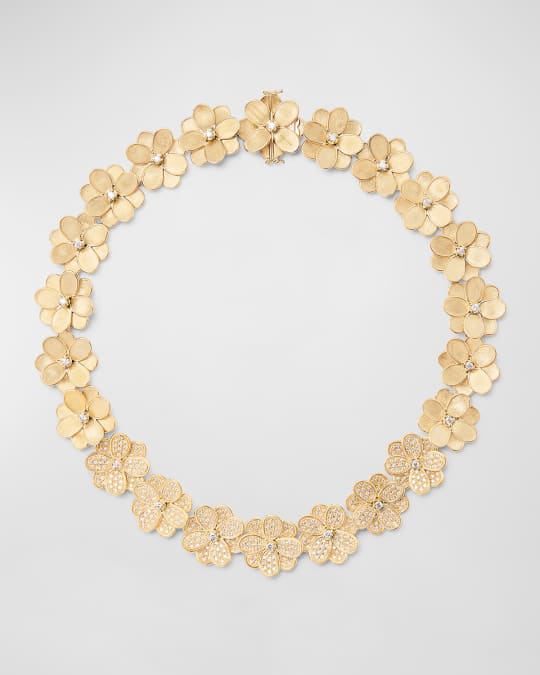 Marco Bicego 18K Yellow Gold Flower Necklace with Diamonds, 17.5 ...