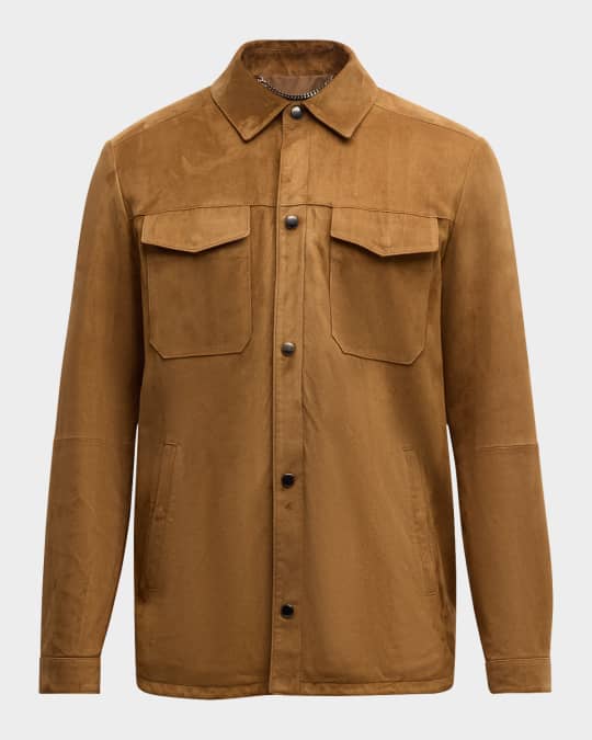 Canali Men's Suede Overshirt | Neiman Marcus