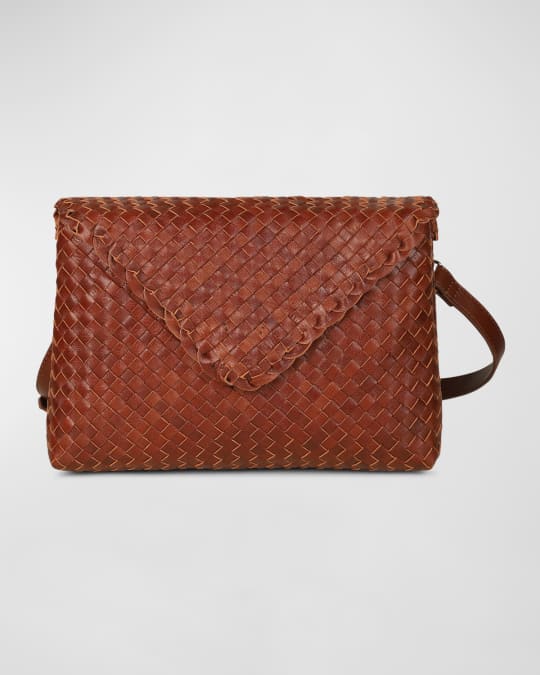 Rafe Jamie Envelope Woven Leather Clutch Bag | Neiman Marcus