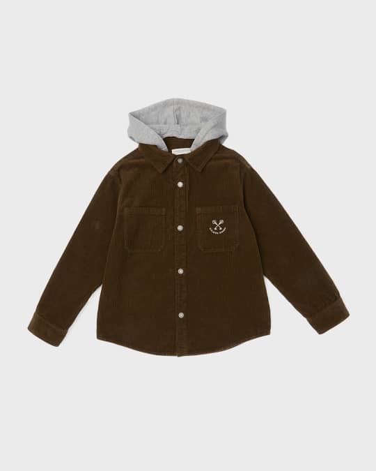 Golden Goose Boy's Corduroy Overshirt W/ Detachable Hood, Size 4-12 ...