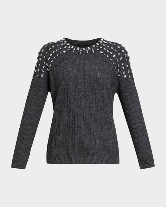 Marina Rinaldi Plus Size Giotto Crystal-Embellished Sweater | Neiman Marcus