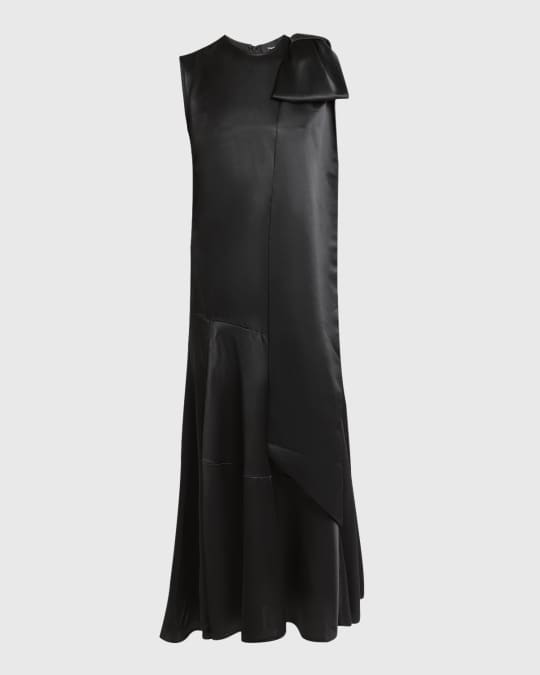 Simone Rocha Bow Sleeveless Bias-Cut Silk Midi Dress | Neiman Marcus