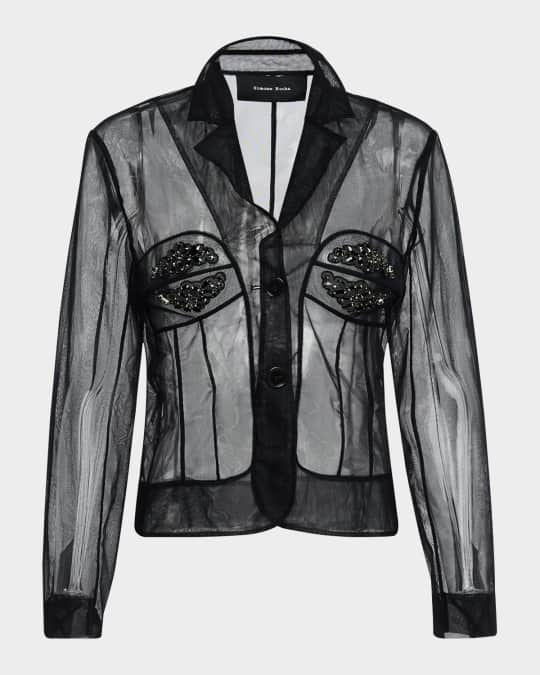 Simone Rocha Crystal Fitted Sheer Bustier Jacket | Neiman Marcus