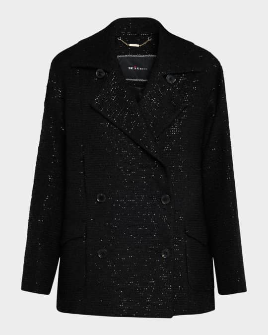 Kiton Paillette Boucle Double-Breasted Caban Jacket | Neiman Marcus