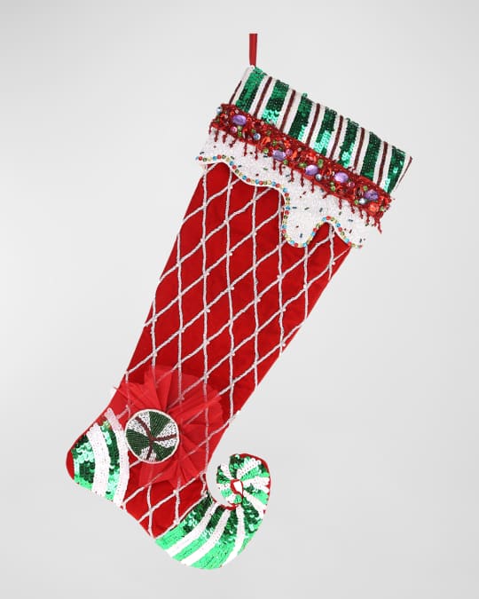 Mark Roberts Peppermint Christmas Stocking, 24" | Neiman Marcus