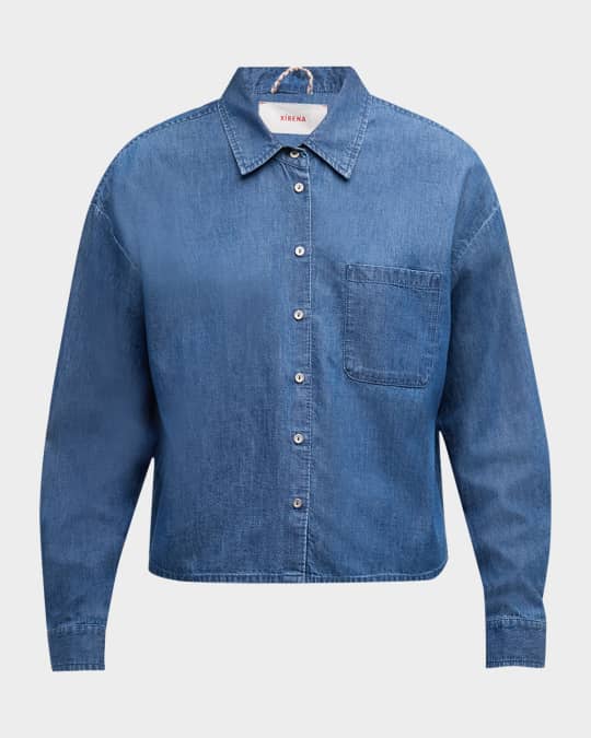 Xirena Dion Button-Down Cotton Chambray Shirt | Neiman Marcus