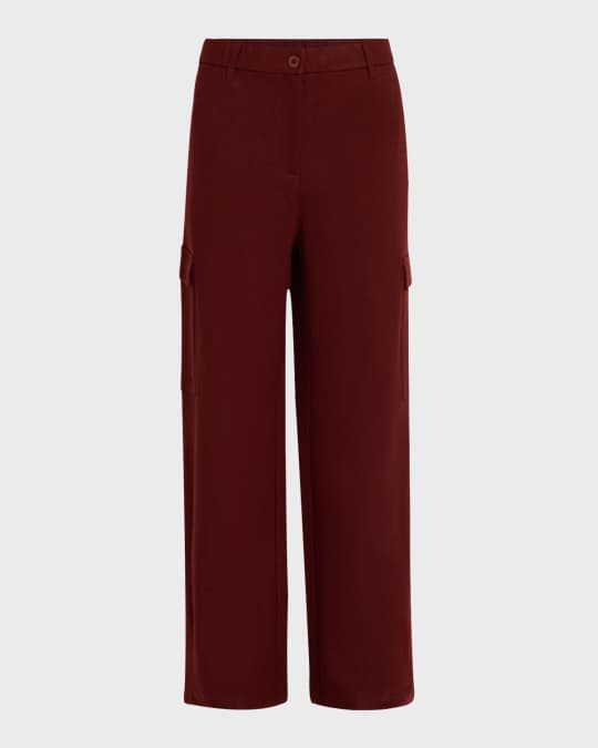 Eileen Fisher Wide-Leg Wool Jersey Pants | Neiman Marcus