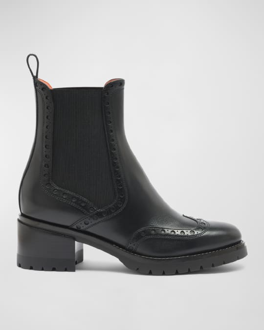 Santoni Hagar Brogue Wing-Tip Chelsea Boots | Neiman Marcus