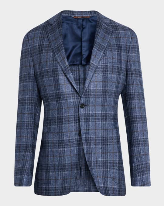 Canali Men's Wool-Silk Check Sport Coat | Neiman Marcus
