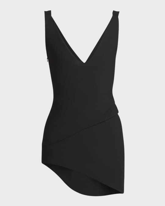 JW Anderson V-Neck Asymmetric Mini Dress | Neiman Marcus