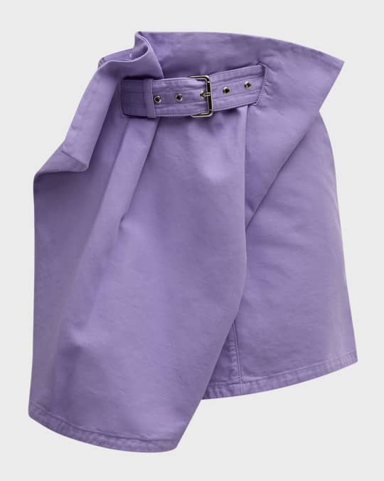 JW Anderson Foldover Belted Denim Mini Skirt | Neiman Marcus