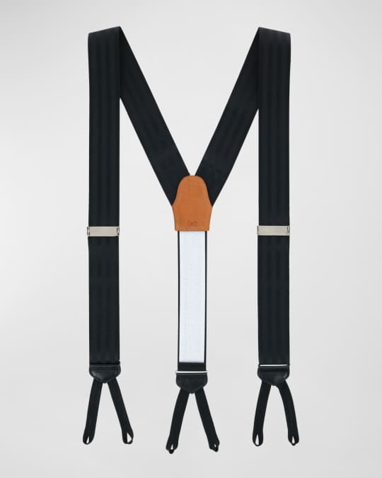 Trafalgar Men's Astaire Stripe Ribbon Suspender Braces | Neiman Marcus
