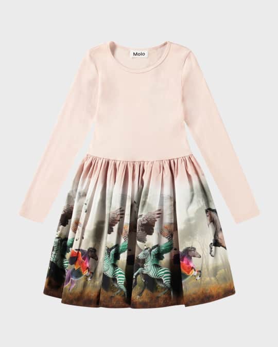 Molo Girl's Casie Combo Graphic Dress, Size 7-14 | Neiman Marcus