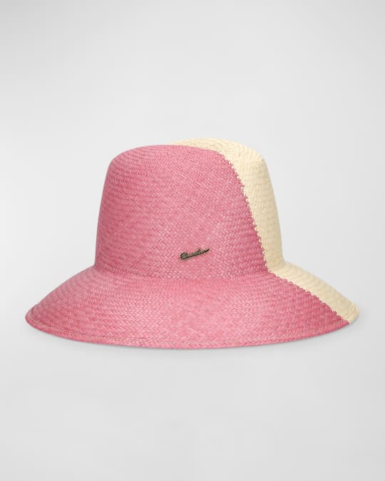 Borsalino Claudette Two-Tone Straw Large Brim Hat | Neiman Marcus