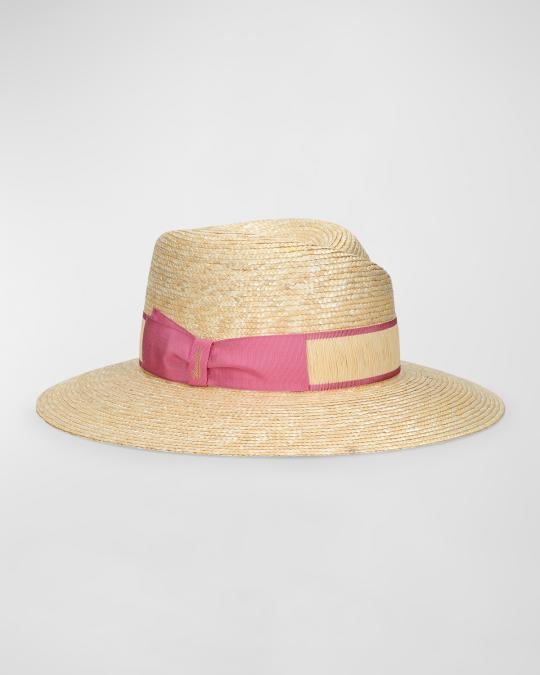 Borsalino Romy Straw Fedora With Two-Tone Band | Neiman Marcus