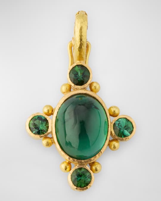 Elizabeth Locke 19K Yellow Gold Pendant with Green Tourmaline Cabochon ...