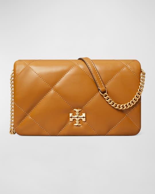 Tory Burch Kira Diamond Quilted Leather Wallet on Chain | Neiman Marcus