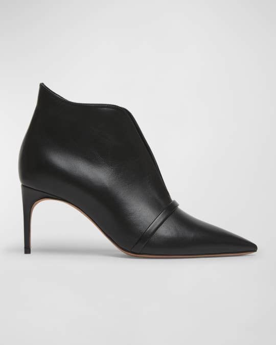 Malone Souliers Loren Leather V-Cut Stiletto Booties | Neiman Marcus