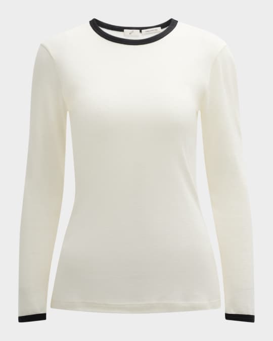 BITE Studios Two-Tone Long-Sleeve Merino Wool T-Shirt | Neiman Marcus