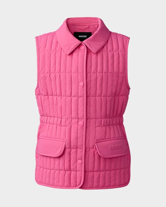 Mackage Girl's Naya Logo-Print Quilted Vest, Size 8-14 | Neiman Marcus