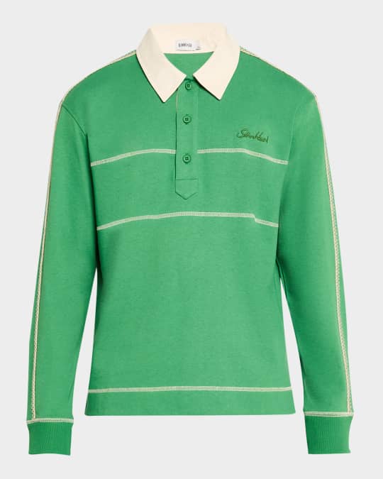 SIMKHAI Men's Liam Contrast-Stitch Polo Shirt | Neiman Marcus
