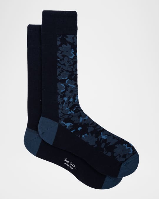 Paul Smith Men's Hubert Cotton Floral Crew Socks | Neiman Marcus