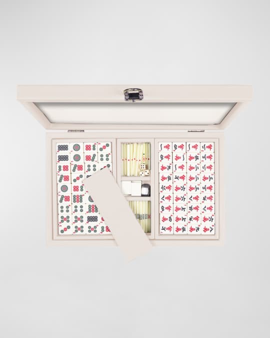 Hector Saxe Buffalo Leather Mahjong Set, Ivory | Neiman Marcus