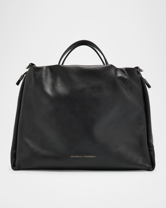 Brunello Cucinelli Large Puffy Leather Top-Handle Bag | Neiman Marcus