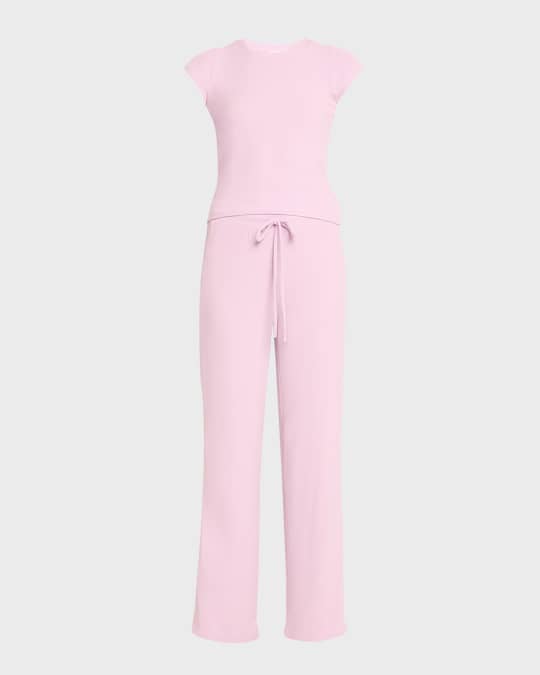 PJ Salvage Lacey Ribbed Lace-Inset Lounge Set | Neiman Marcus
