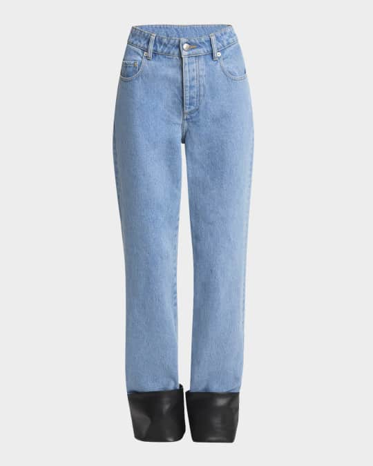Nanushka Raynee Jeans with Alt-Leather Cuffs | Neiman Marcus