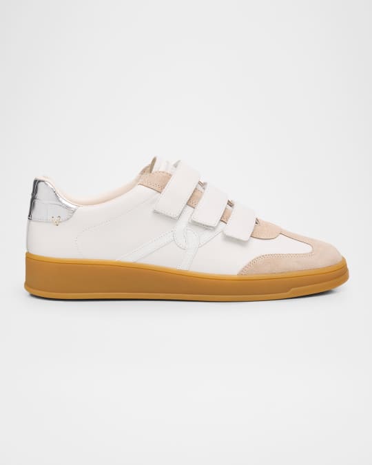 Veronica Beard Reagan Mixed Leather Triple-Grip Sneakers | Neiman Marcus