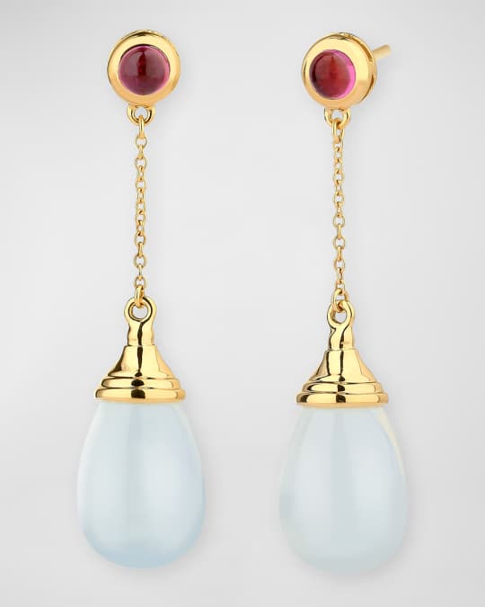 Syna 18K Stone Drop Chain Earrings | Neiman Marcus