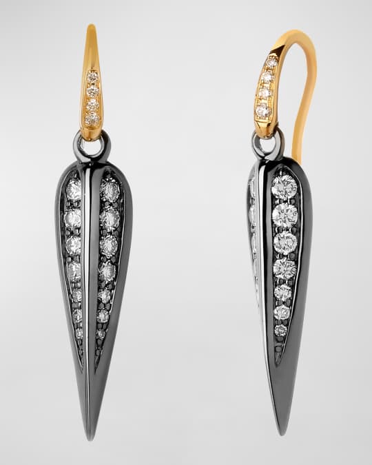 Syna 18K Yellow Gold and Oxidized Silver Jardin Love Leaf Earrings with ...