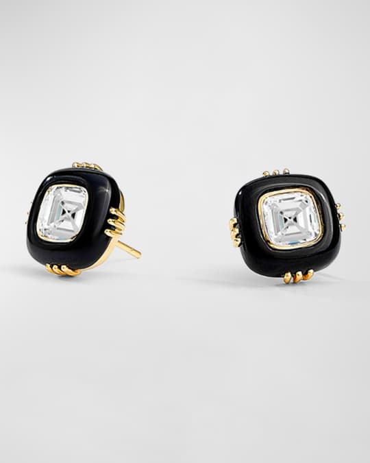 Syna Mogul Black Onyx and Rock Crystal Stud Earrings | Neiman Marcus