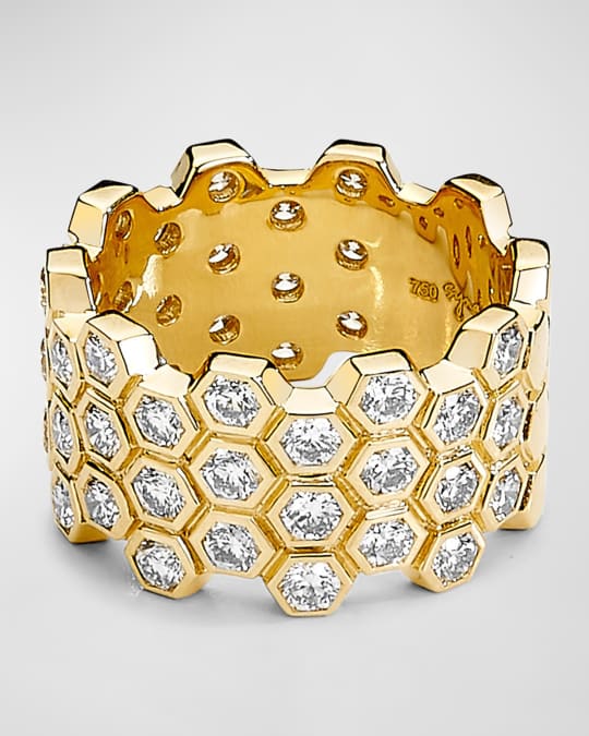 Syna 18K Yellow Gold Hex Band with Diamonds, Size 6.5 | Neiman Marcus