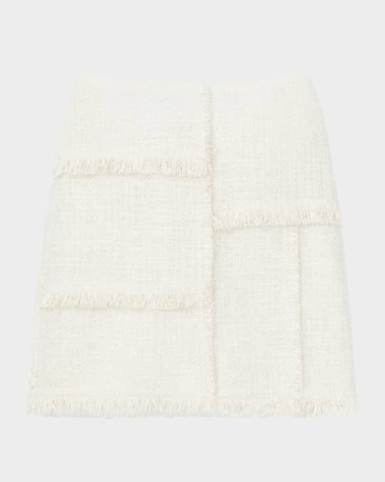 Lafayette 148 New York Fringe-Trim Boucle Tweed Mini Skirt | Neiman Marcus