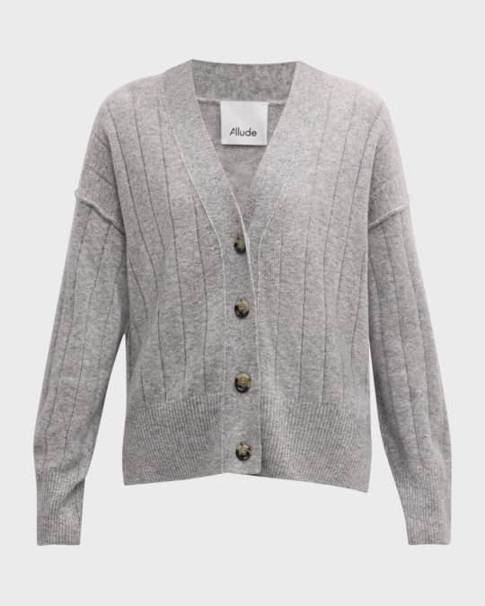 ALLUDE Cashmere-Silk Button-Down Cardigan | Neiman Marcus