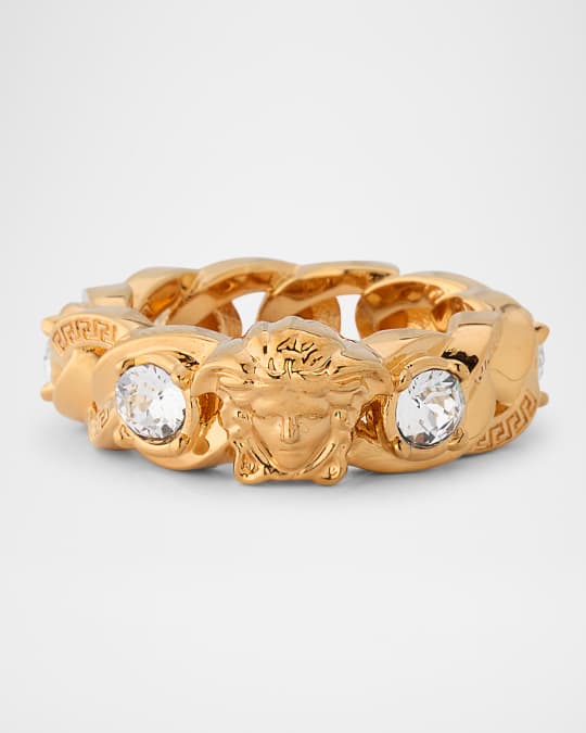 Versace Medusa Greca Strass Chain Ring | Neiman Marcus