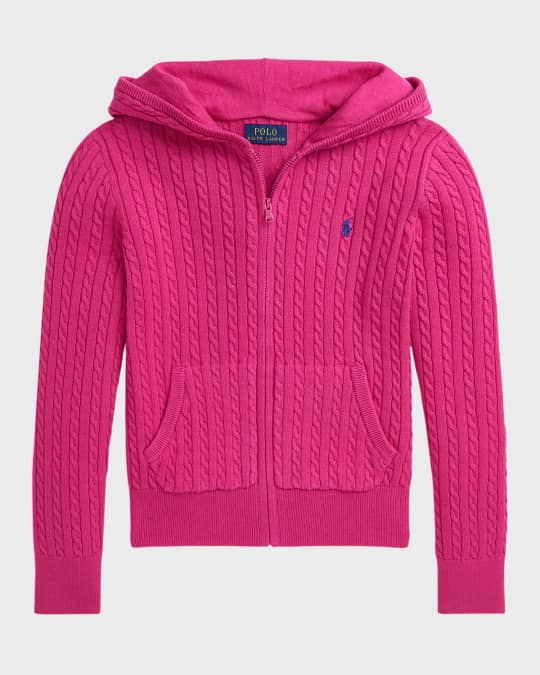 Polo Ralph Lauren Girl's Embroidered Cable Knit Hoodie, Size S-XL ...