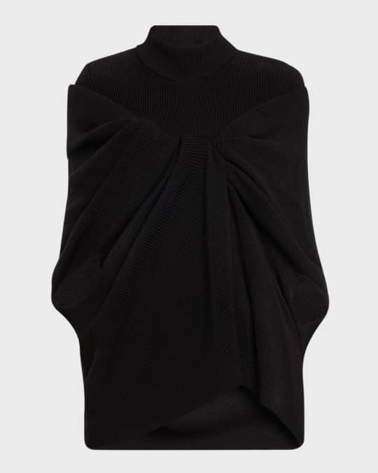 Brandon Maxwell The Cosette Turtleneck Draped Sweater | Neiman Marcus