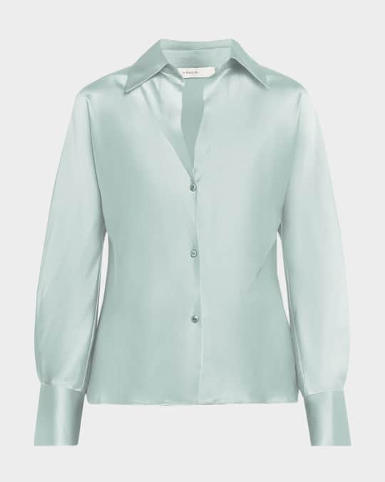Vince Bias Silk Long-Sleeve Blouse | Neiman Marcus