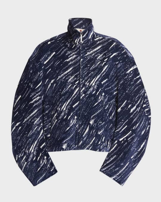 Marni Printed Cropped Cocoon Curved-Sleeve Jacket | Neiman Marcus