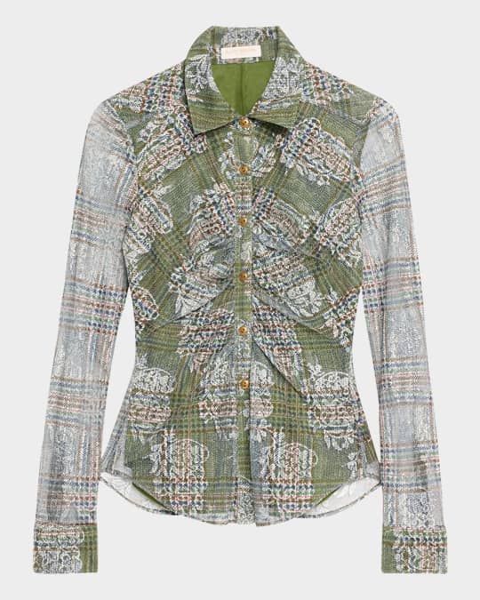 Ramy Brook Hamilton Tartan Button-Front Shirt | Neiman Marcus