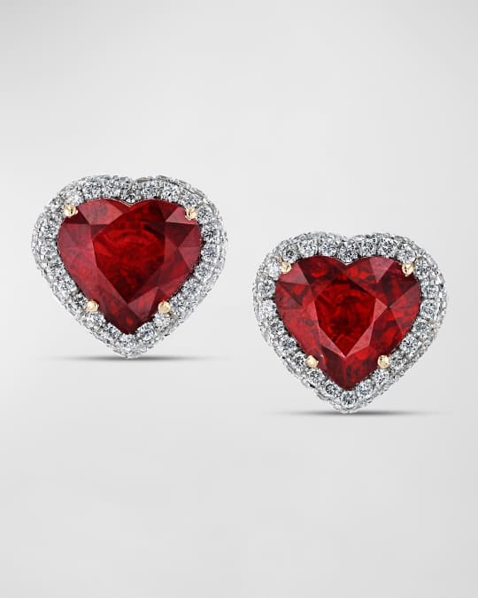 Neiman Marcus Diamonds Platinum and 18K Yellow Gold Heart-Shaped Ruby ...