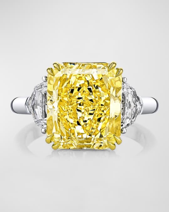 Neiman Marcus Diamonds Yellow Radiant Cut Three Stone Diamond Ring, 7 ...