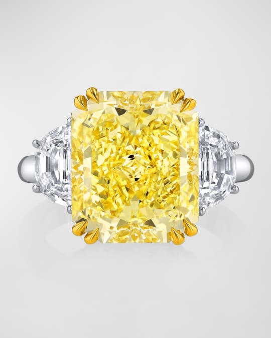 Neiman Marcus Diamonds Yellow Radiant Cut Three Stone Diamond Ring, 9 ...