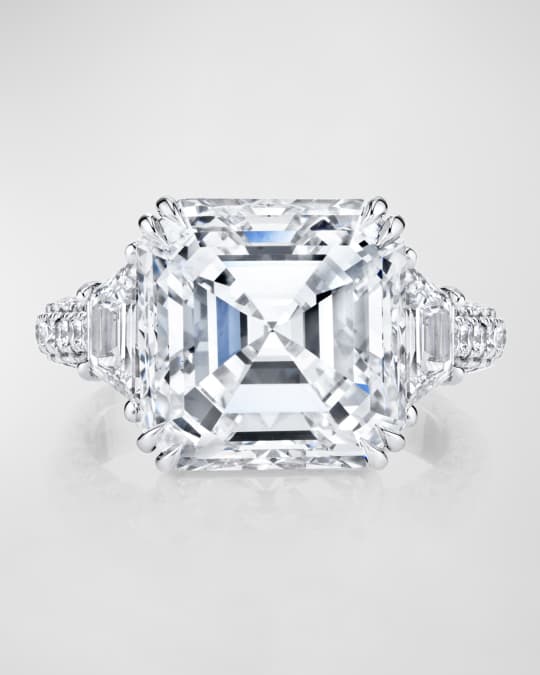 Neiman Marcus Diamonds Platinum 3 Stone Ring with Asscher Cut Diamond ...