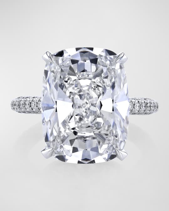 Neiman Marcus Diamonds Platinum White Cushion Diamond Ring with 3 Sided ...